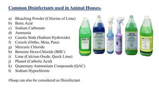Disinfectants used in Animal House & process of disinfection | PPTX