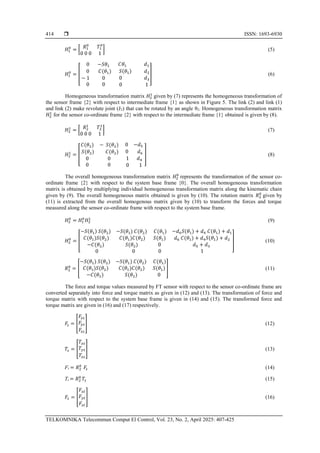 Homogeneous transformation matrix for force-torque sensor orientation ...