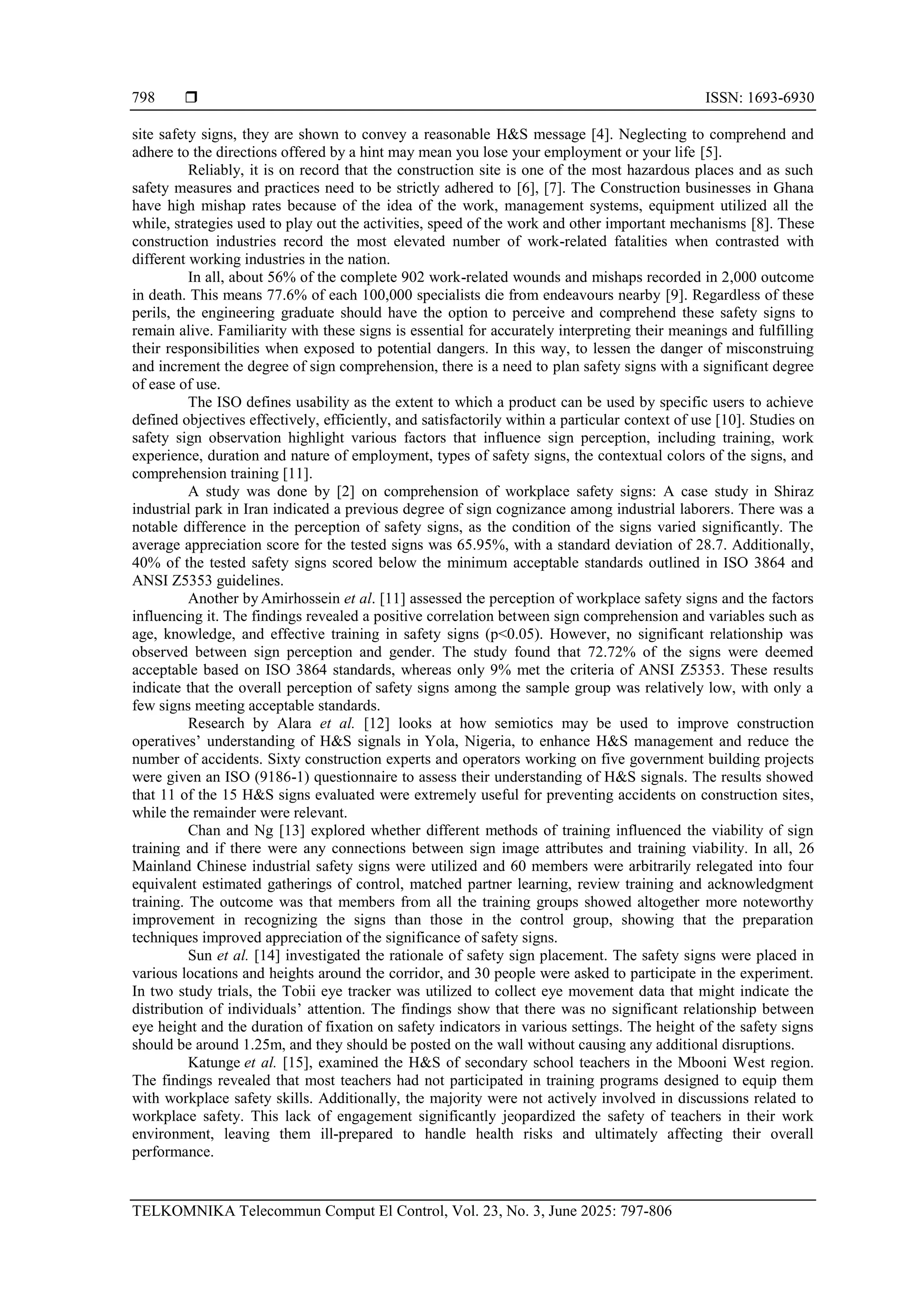 Recognition and understanding of construction safety signs by final ...