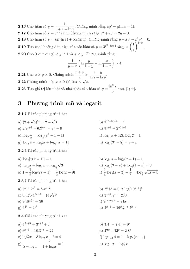 Chuyên đề bai tap mu va logarit | PDF