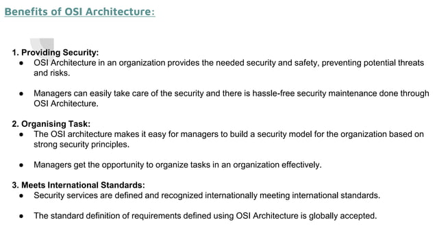 Osi security architecture in network.pptx | Operating Systems | Computer Software and Applications