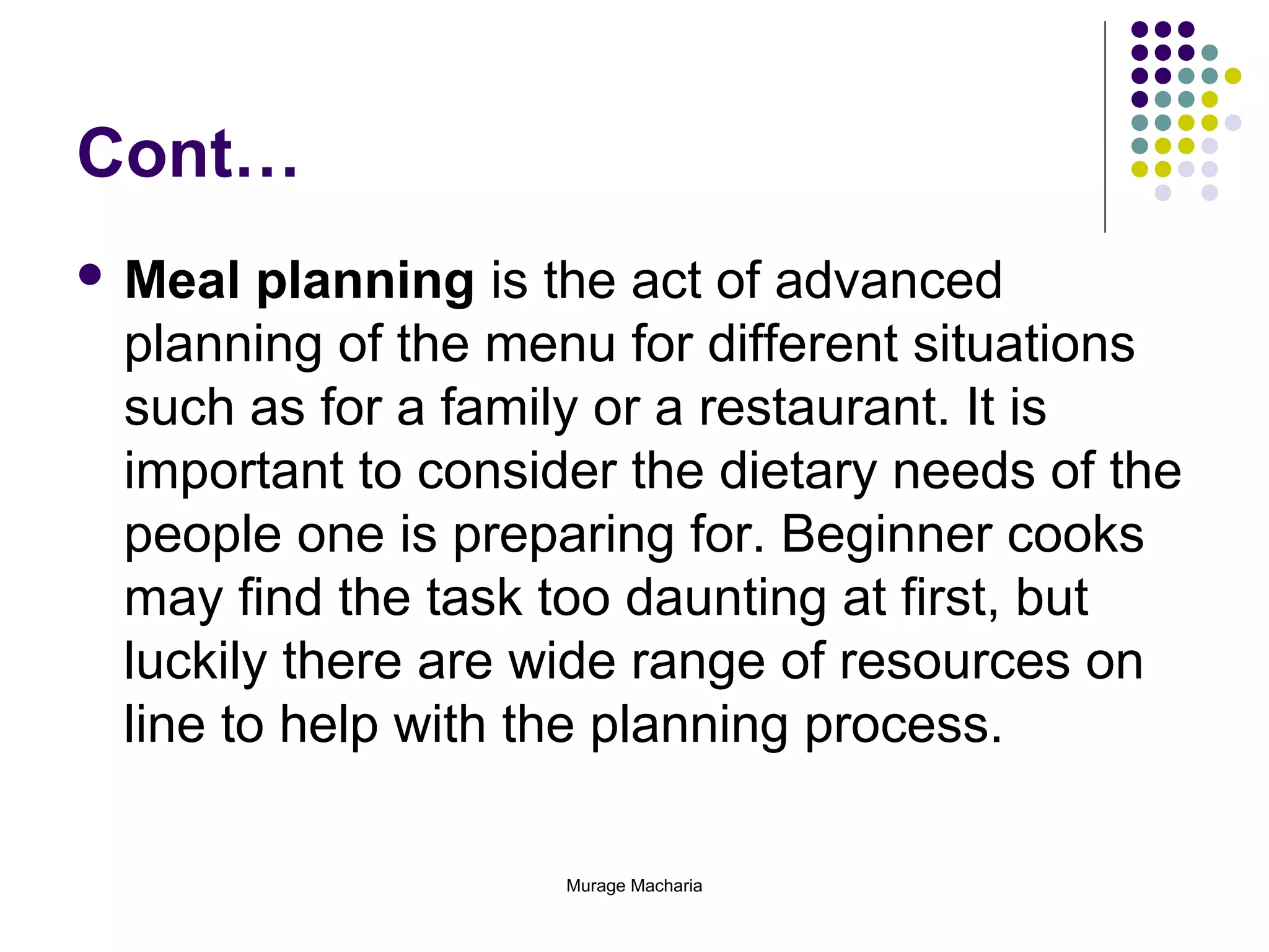 23menuplanning 140127005311-phpapp01 | PPT