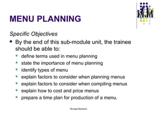 23menuplanning 140127005311-phpapp01 | PPT