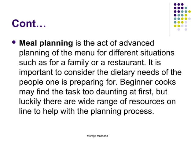 Menu Planning | PPT