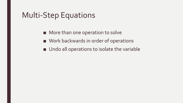 2 3 multi step equations | PPT