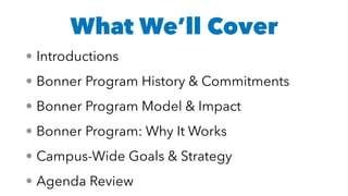 '23 NSO - Bonner Program - The Big Picture | PDF