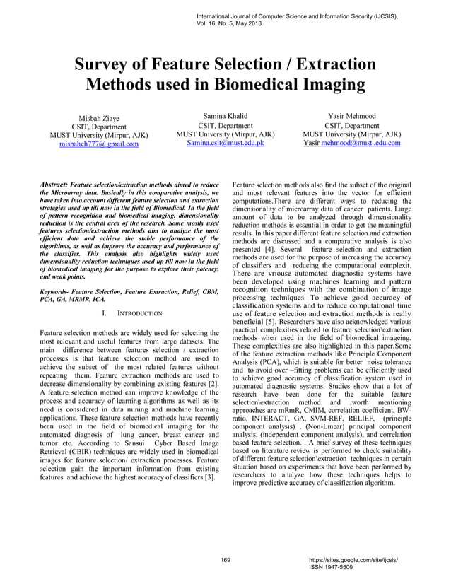 Survey Of Feature Selection Extraction Methods Used In Biomedical