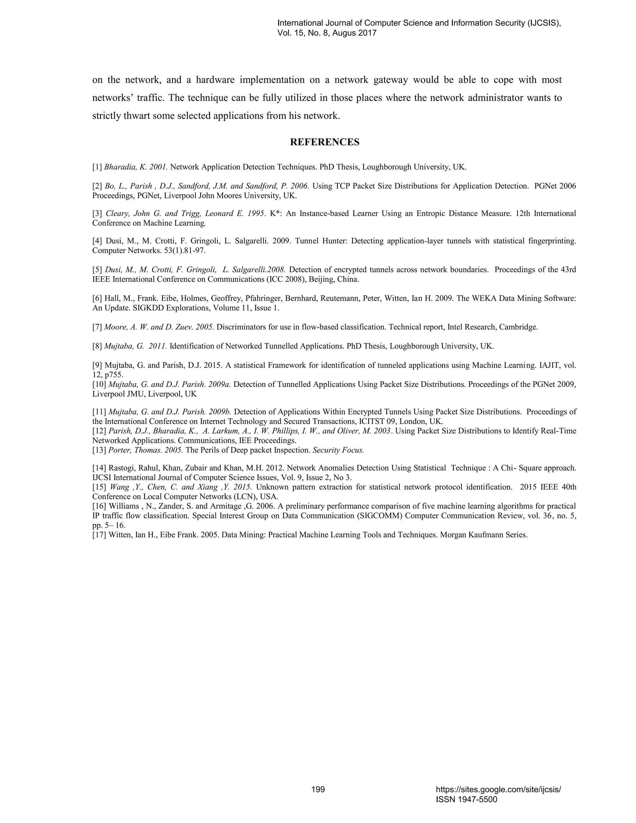 Scalable Statistical Detection Of Tunnelled Applications Pdf