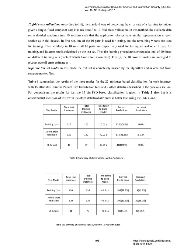 Scalable Statistical Detection of Tunnelled Applications | PDF