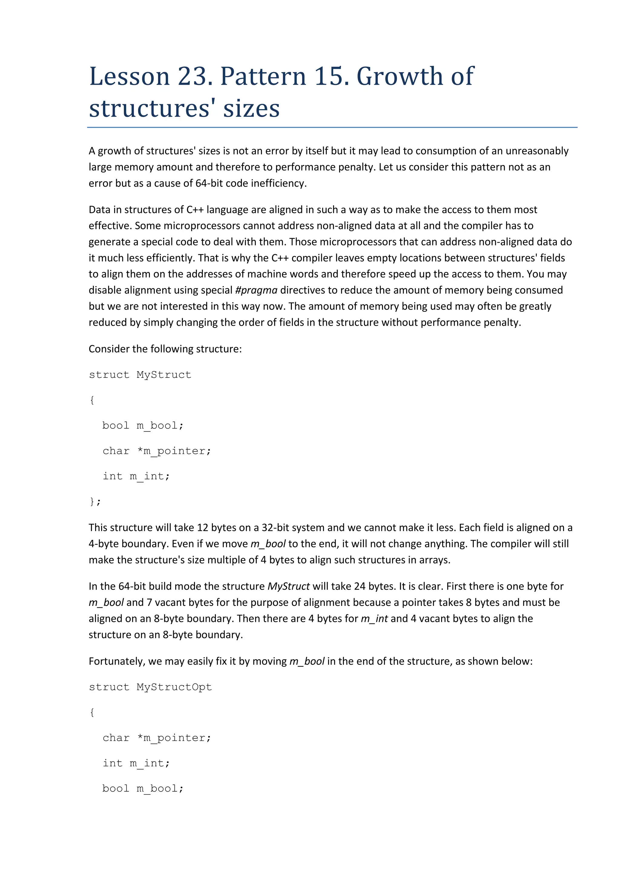 Lesson 23. Pattern 15. Growth of structures' sizes | PDF