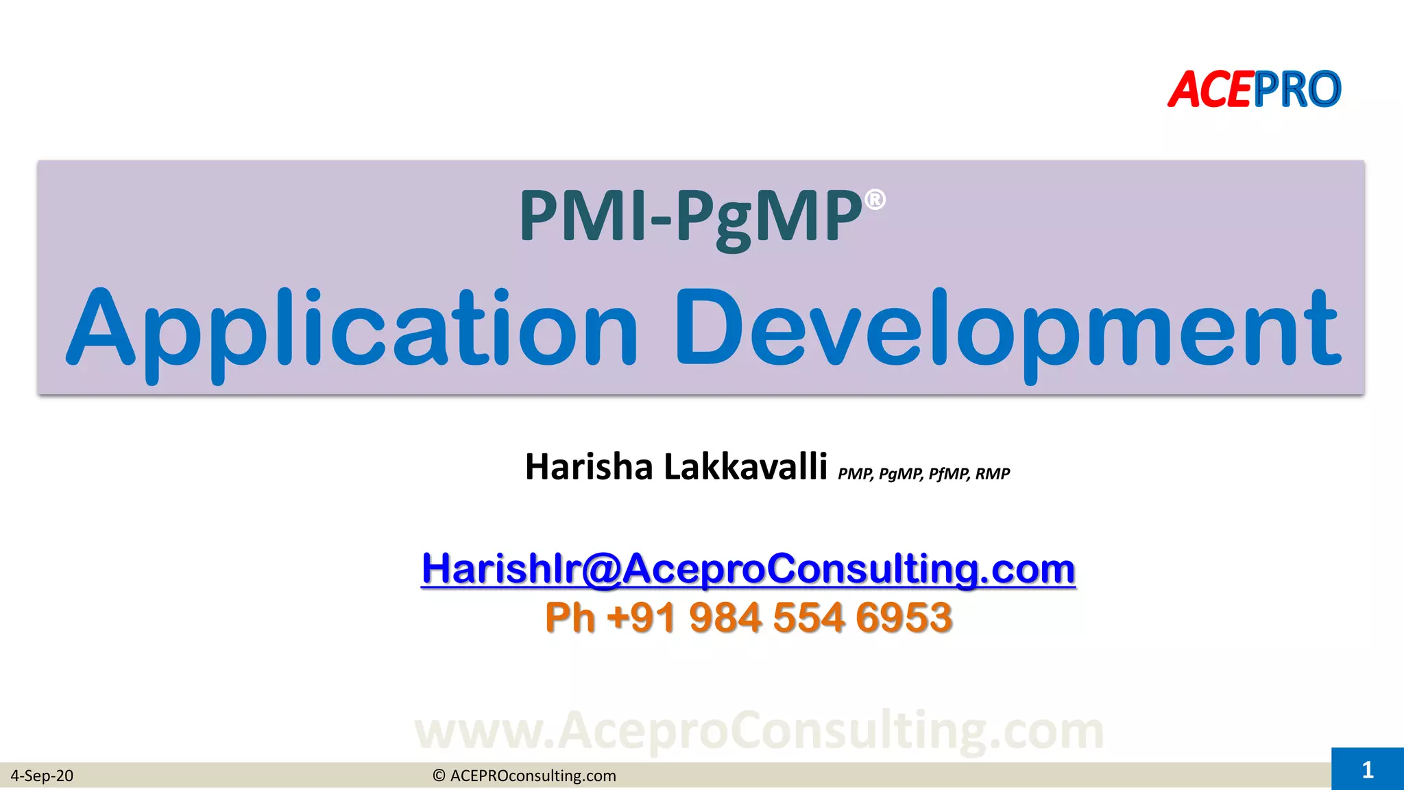 PMI-PgMP Application Development | PDF