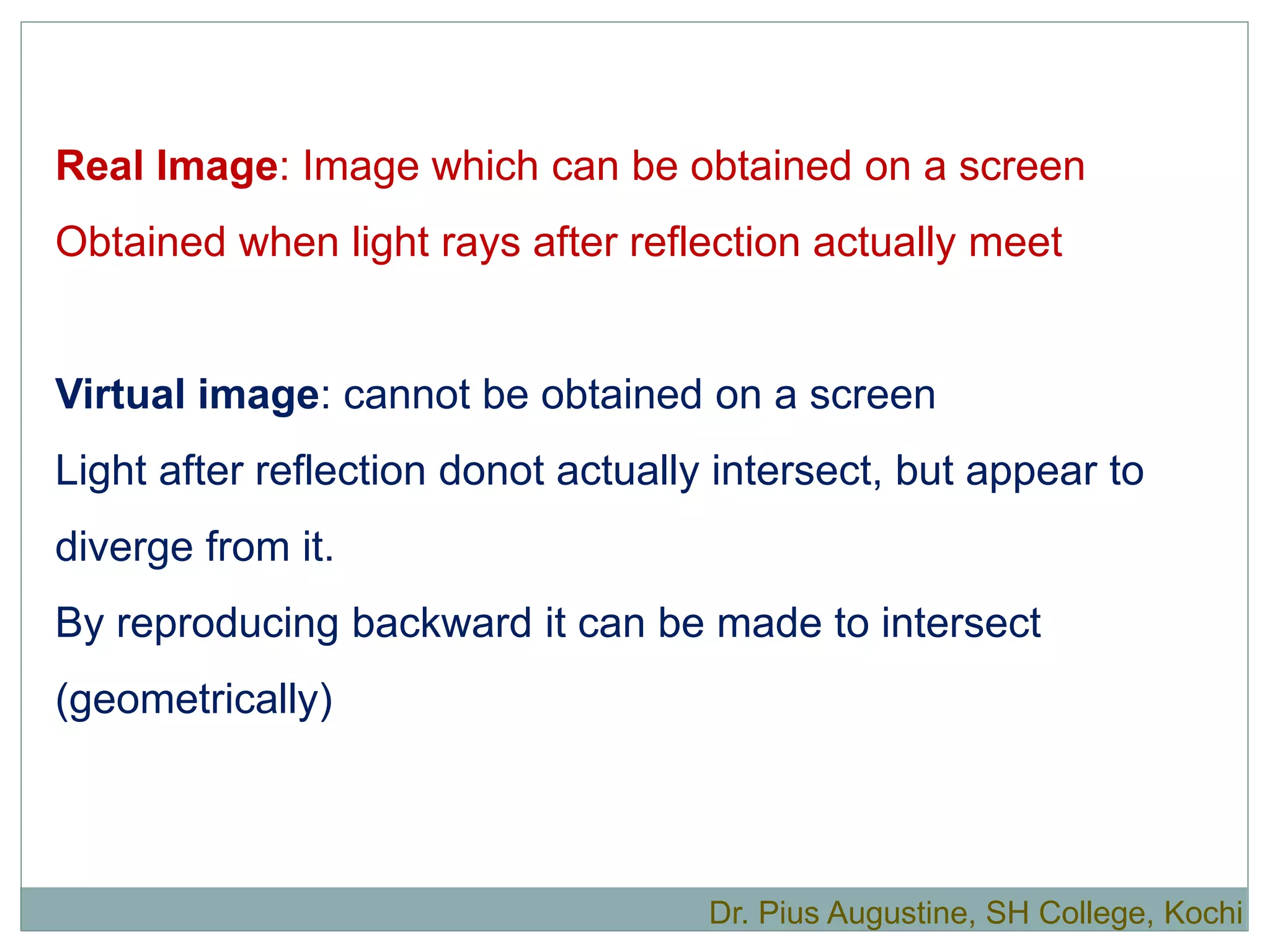 23 pius augustine reflection plane and spherical mirrors | PPT