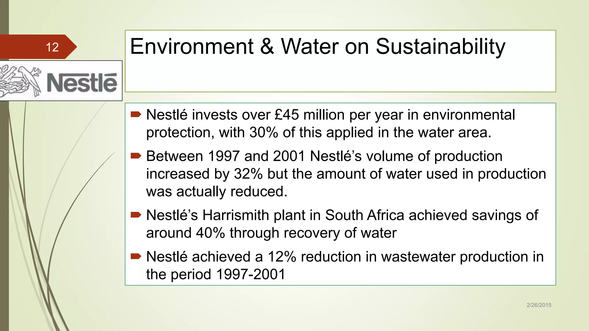 Sustainability and Water, Nestle | PPTX