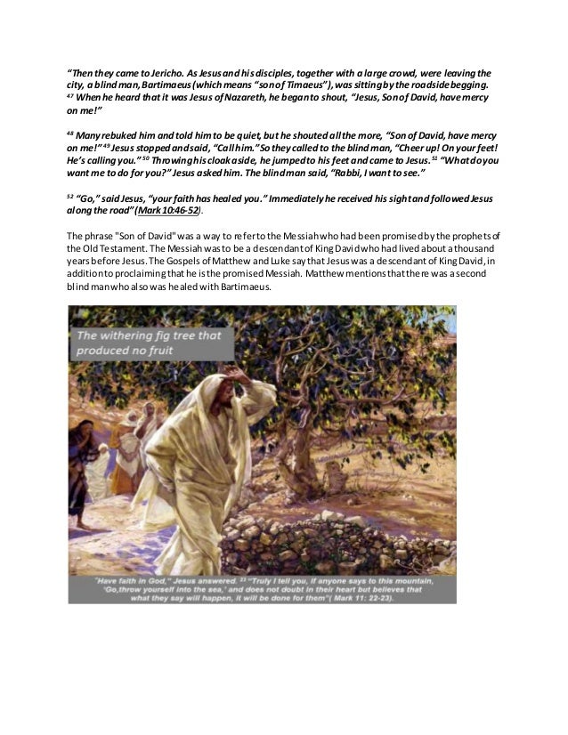 23rd October 2016 - Miracles of Jesus:The withering fig tree :• Heal…
