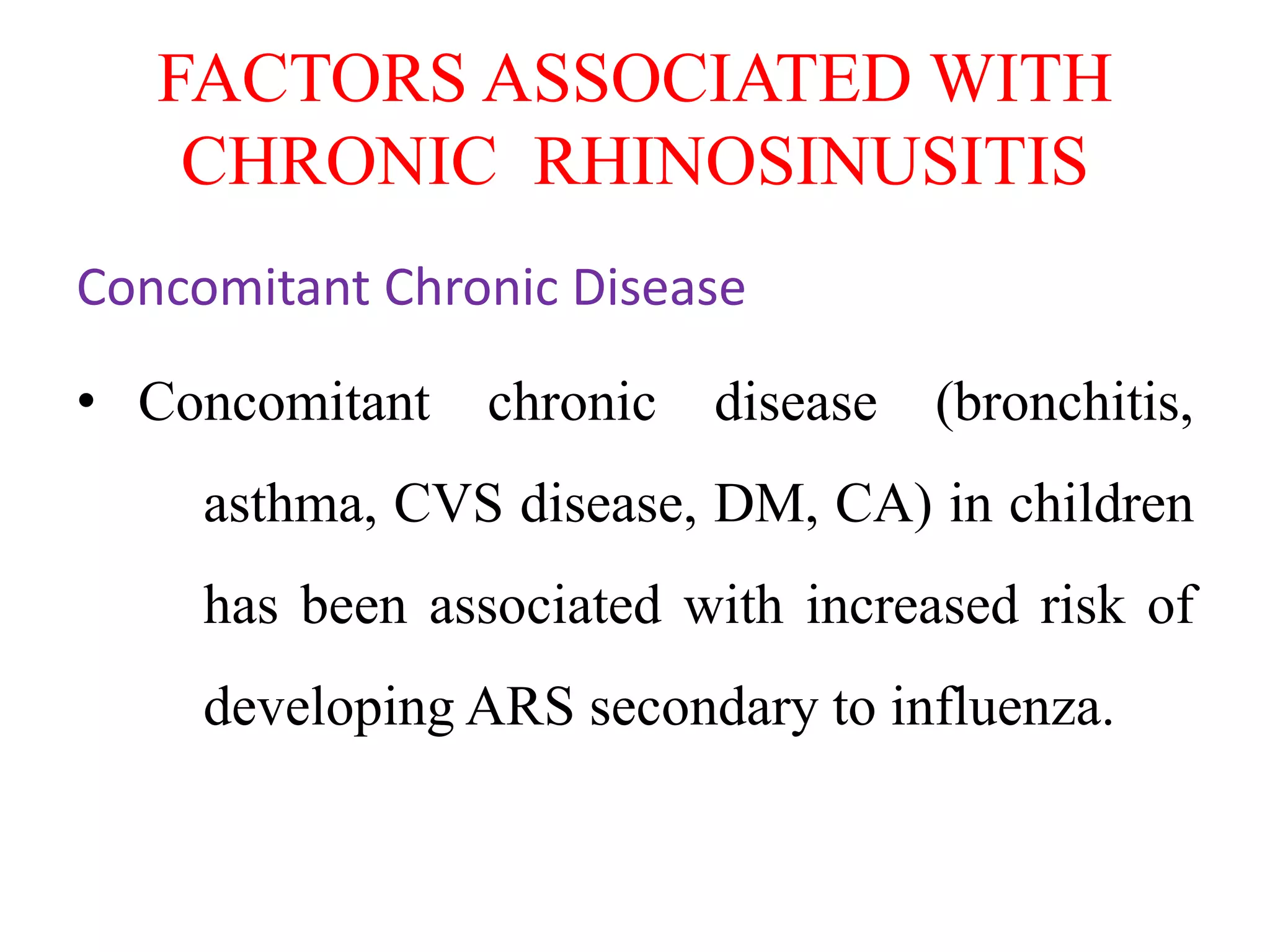 ACUTE & CHRONIC RHINOSINUSITIS | PPTX | Ear, Nose and Throat Conditions | Diseases and Conditions
