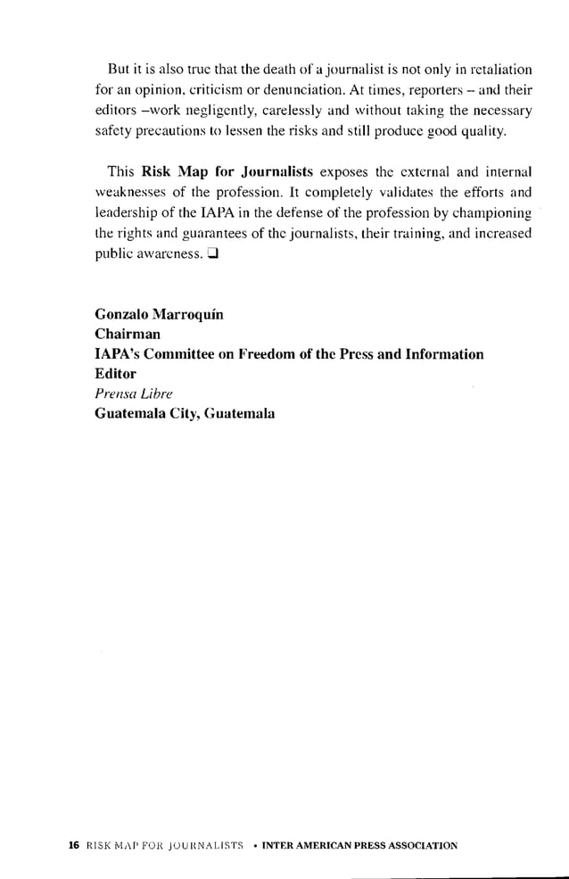 23 Risk Map for Journalists | PDF