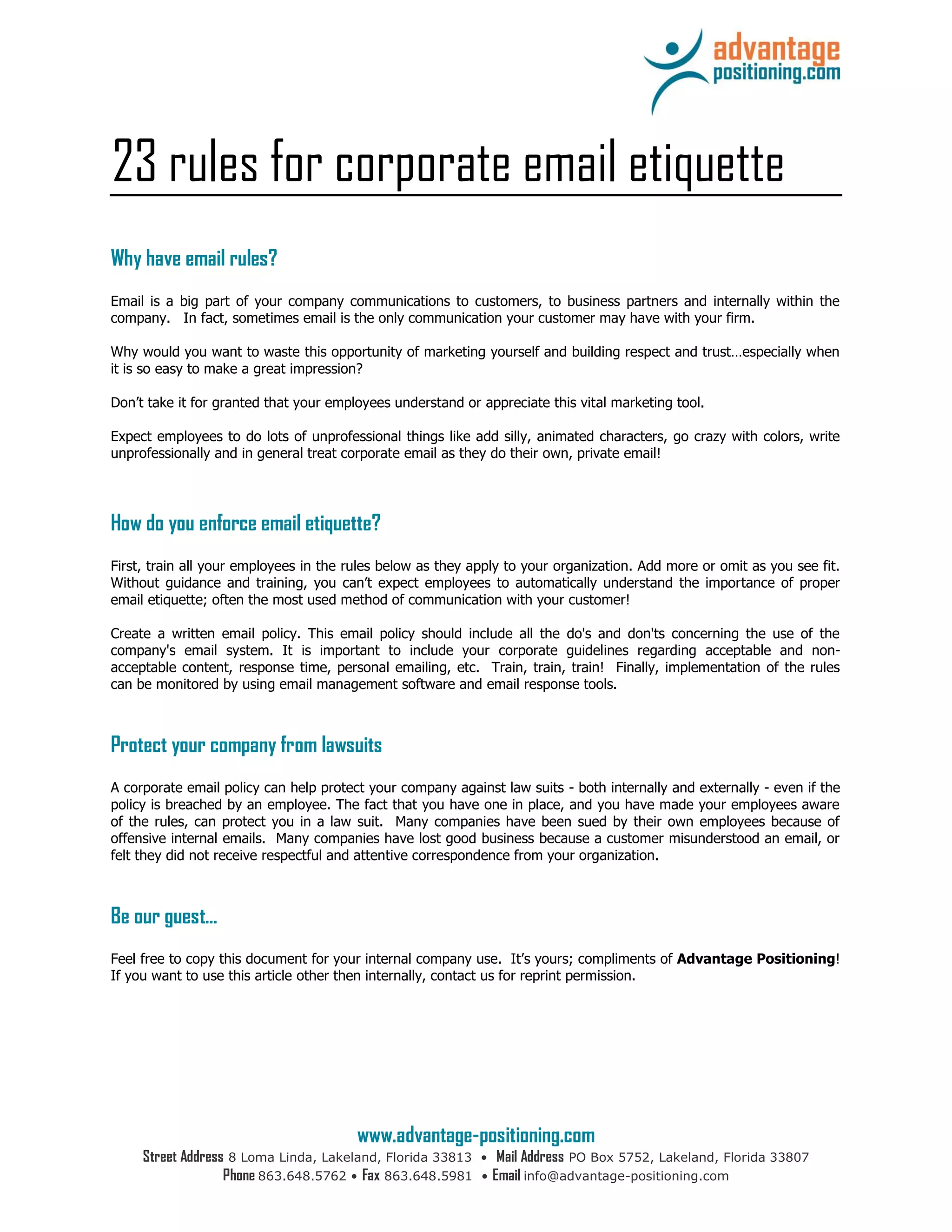 23 rules of_corporate_email_etiquette | PDF