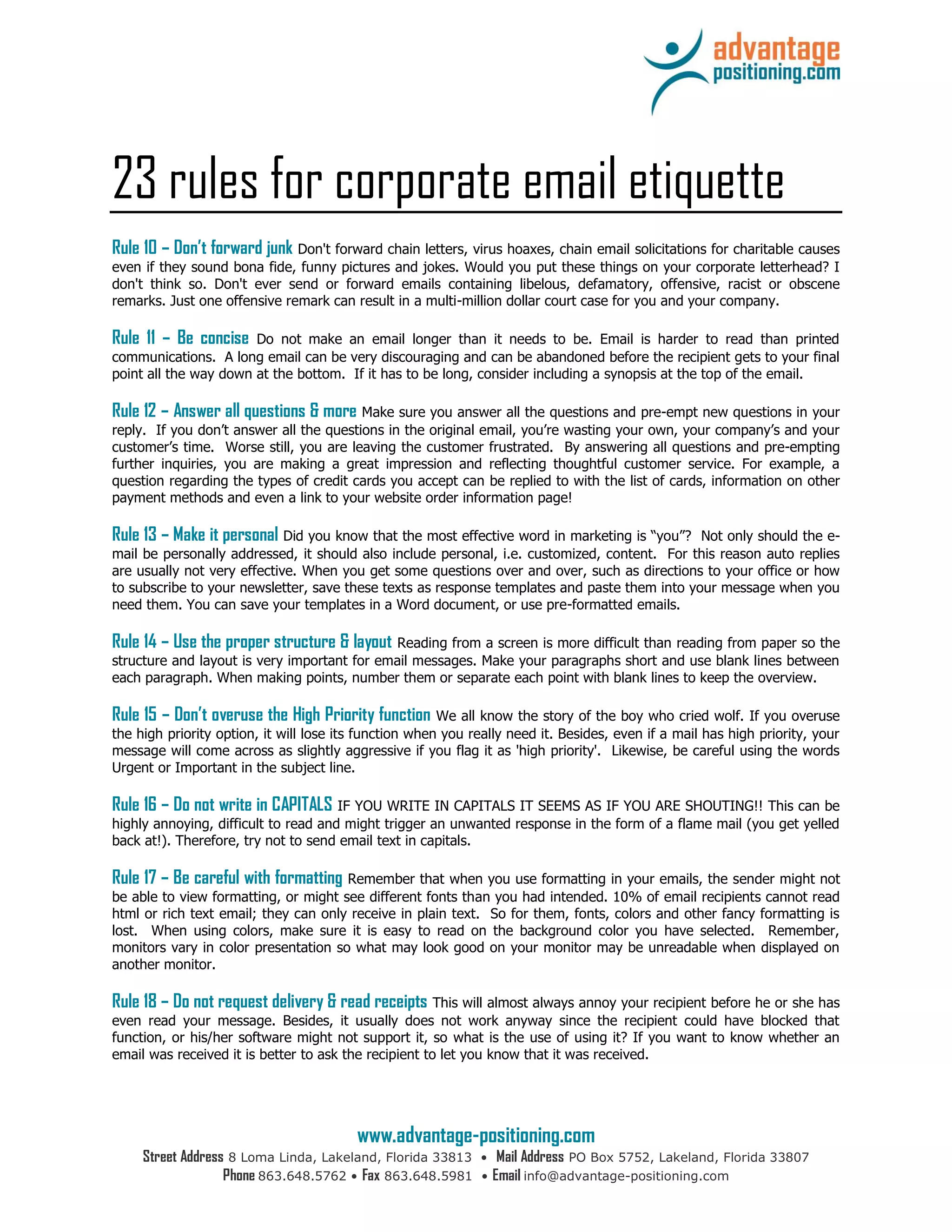 23 rules of_corporate_email_etiquette | PDF