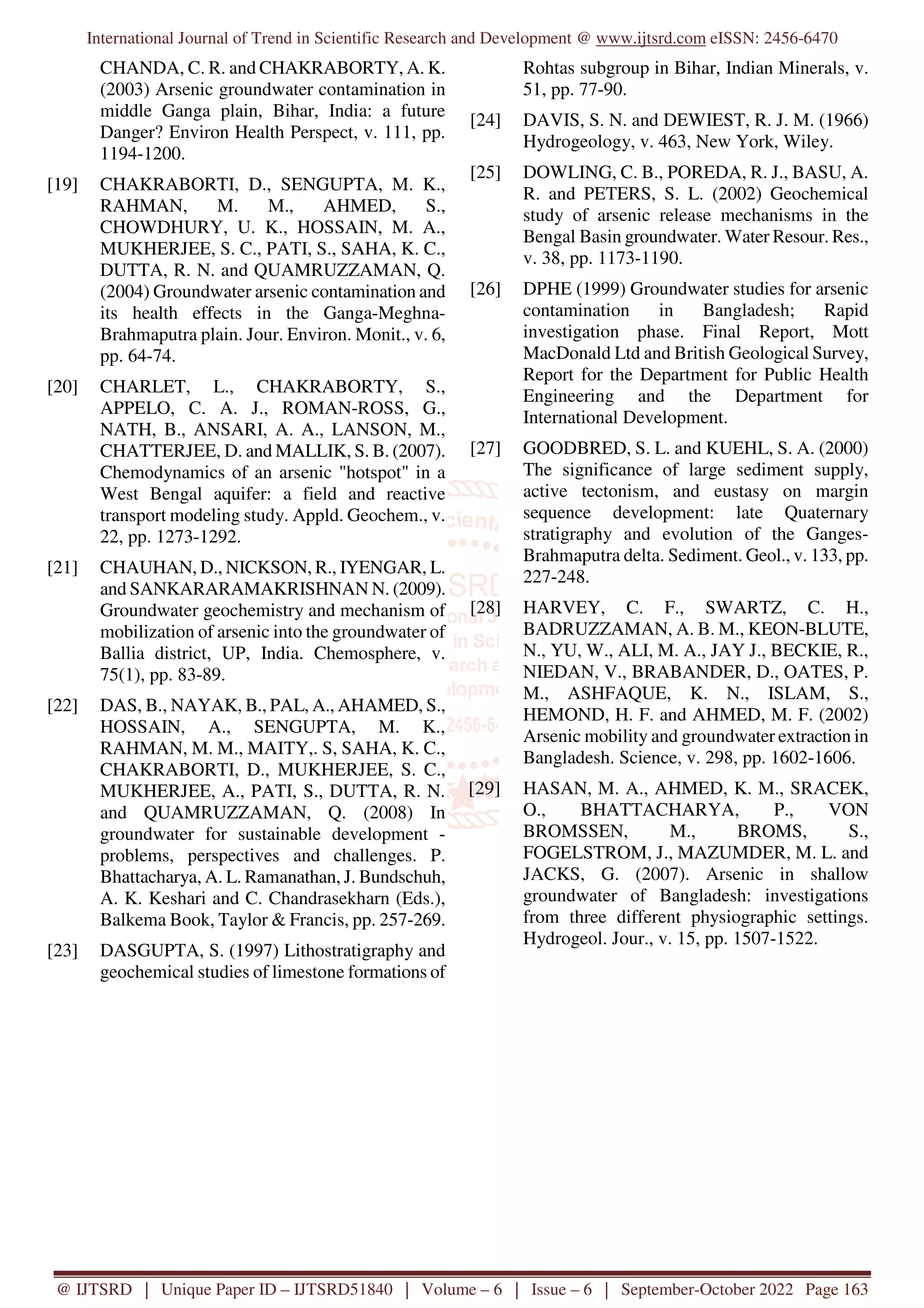 Study of Groundwater Arsenic in Terai Belt of Eastern Uttar Pradesh ...