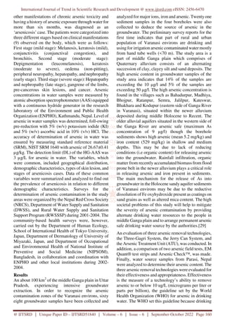 Study of Groundwater Arsenic in Terai Belt of Eastern Uttar Pradesh ...