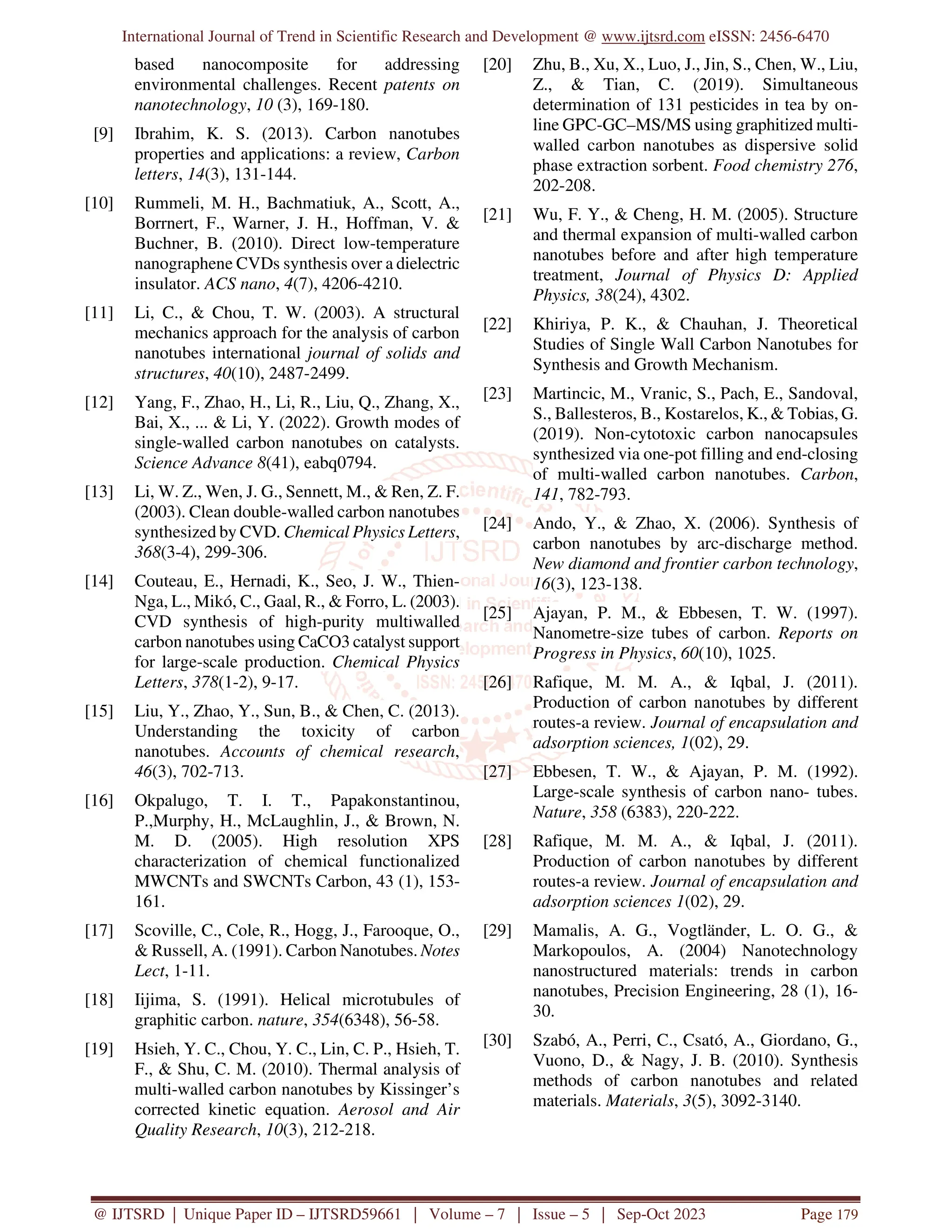 Synthesis Characterization And Applications Of Carbon Nanotubes A Review Pdf