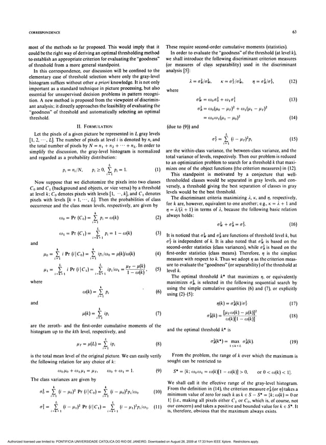 Ostu Thresholding | PDF