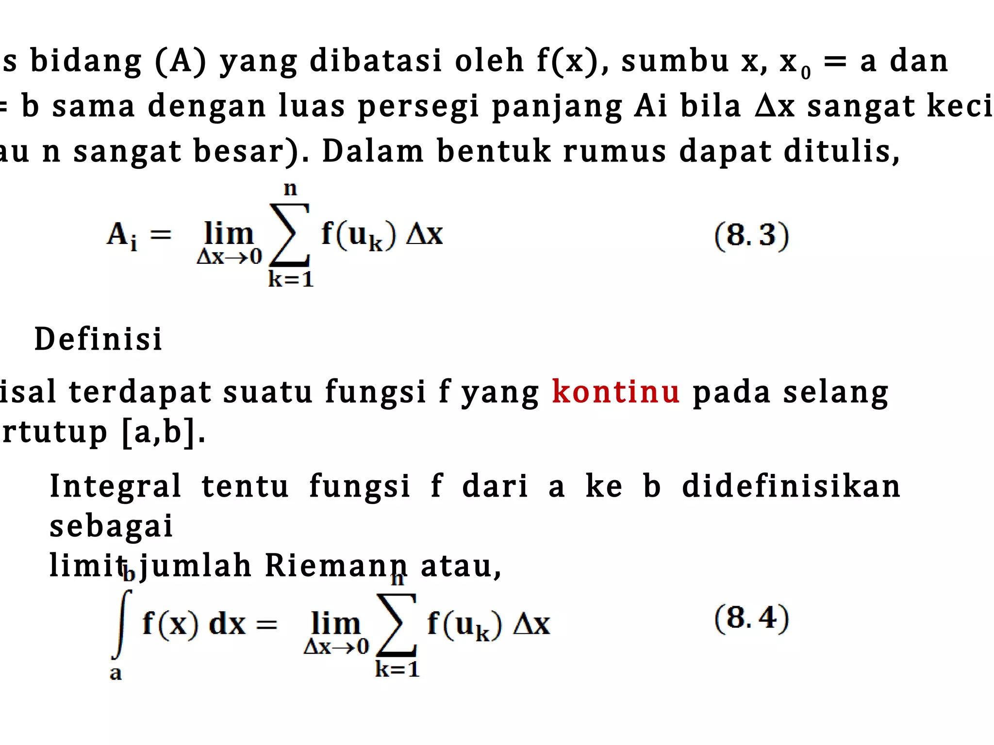 INTEGRAL TENTU DAN PENERAPANNYA | PPT