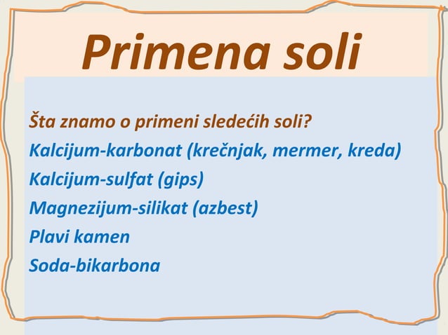soli osobine.primena-jd | PPT