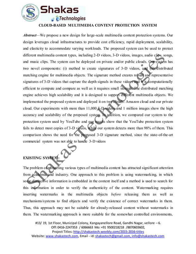 CLOUD-BASED MULTIMEDIA CONTENT PROTECTION SYSTEM | PDF