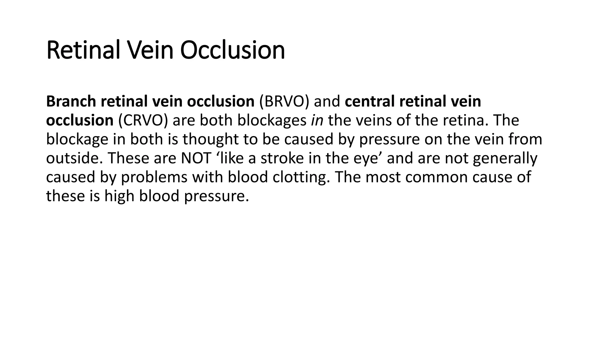 24. Retinal Vein Occlusion | PPT