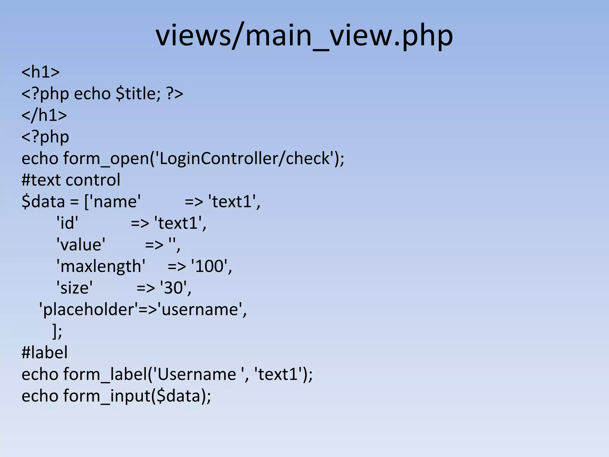 24. CodeIgniter simple login with sessions | PPTX