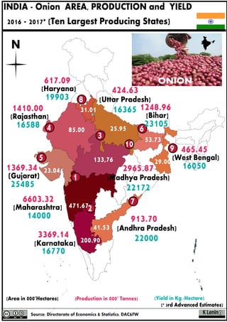 24.2 India Onion Area Production and Yield whole map 2016-2017 | PDF