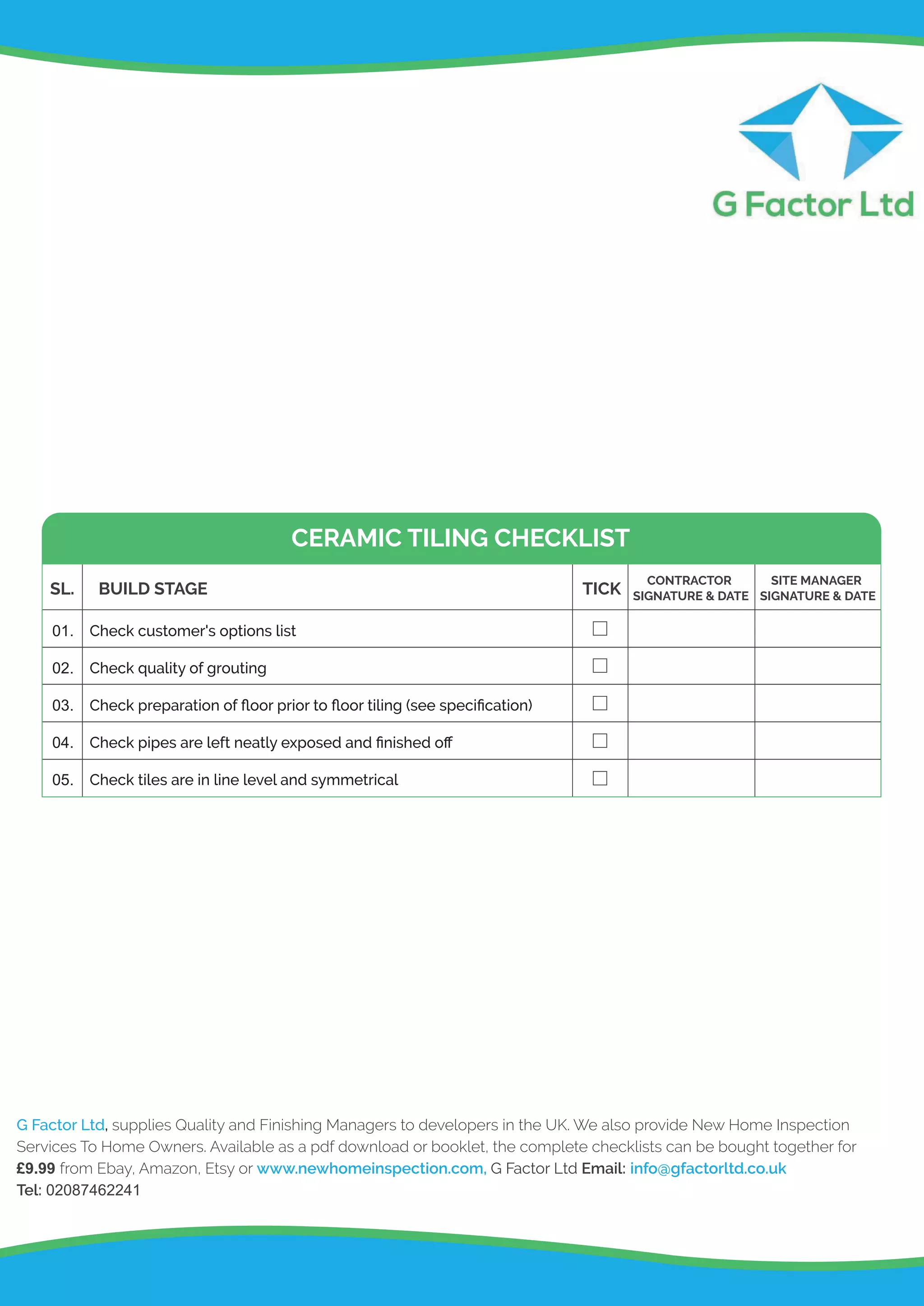 24. Ceramic Tiling Checklist | PDF