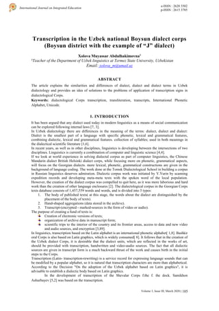Transcription in the Uzbek national Boysun dialect corps (Boysun ...
