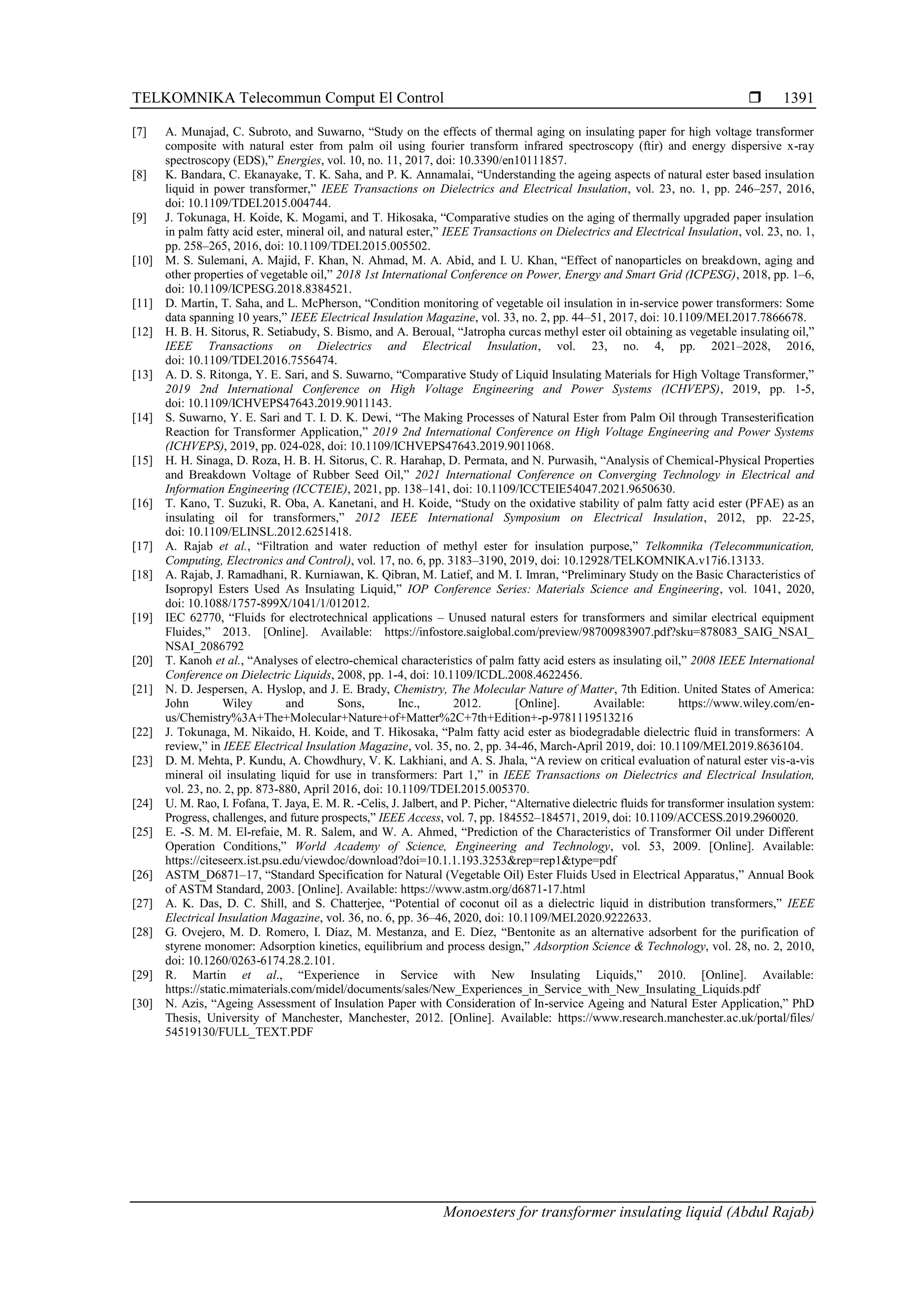 Monoesters for transformer insulating liquid | PDF