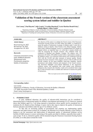 Validation of the French version of the classroom assessment scoring ...