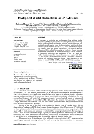 Development of patch stack antenna for CP-SAR sensor | PDF