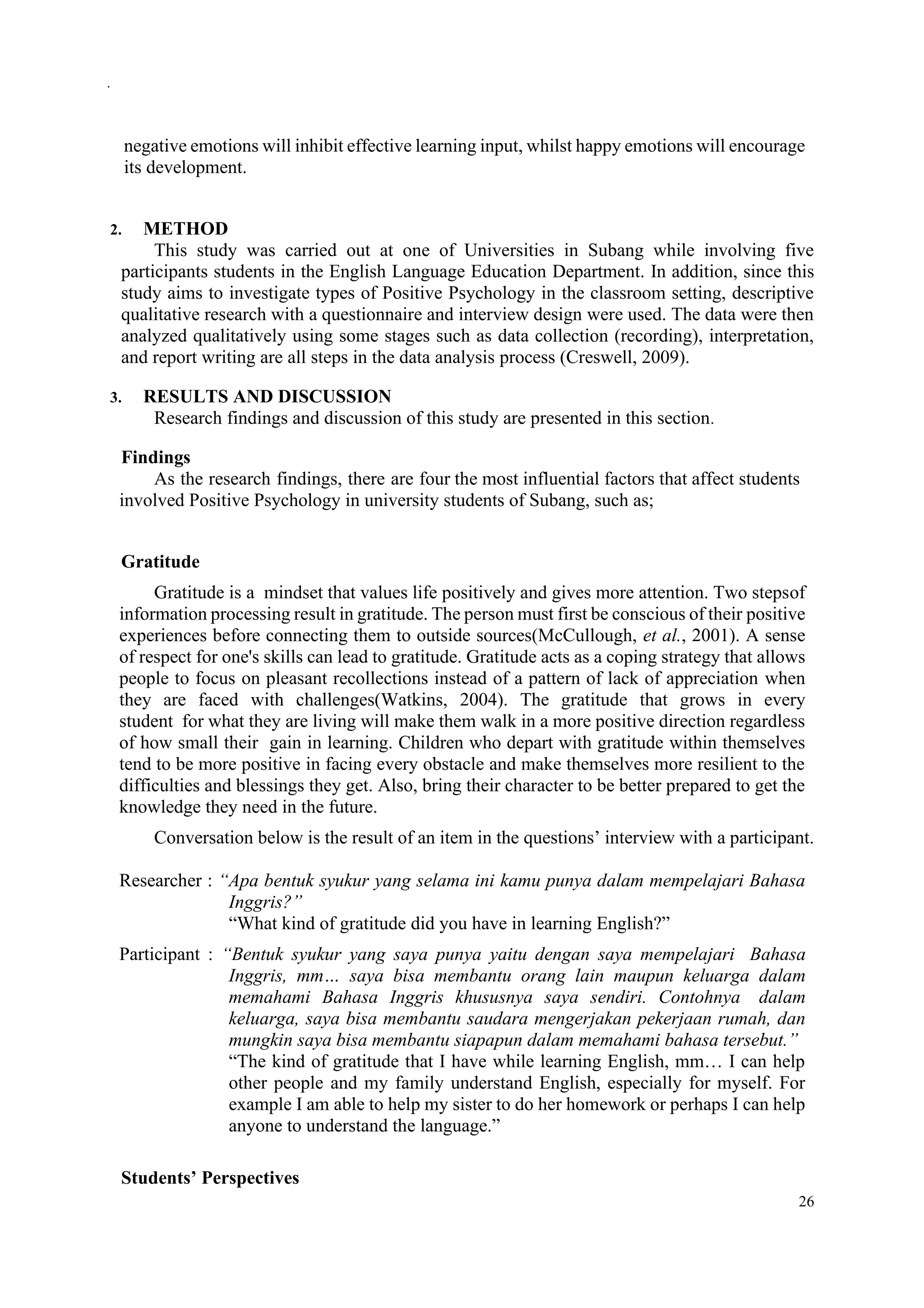 positive psychology from the students perspectives | PDF