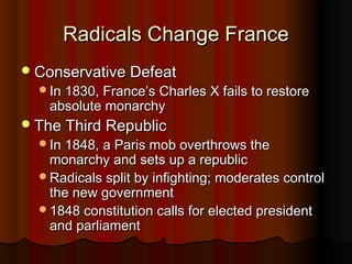 Radicals Moderates Conservatives French Revolution