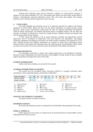 Learning disabilities teachers’ perceptions of employing artificial ...