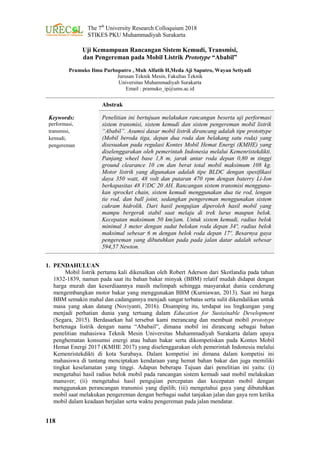 Uji Kemampuan Rancangan Sistem Kemudi, Transmisi, dan Pengereman pada Mobil Listrik Prototype ...