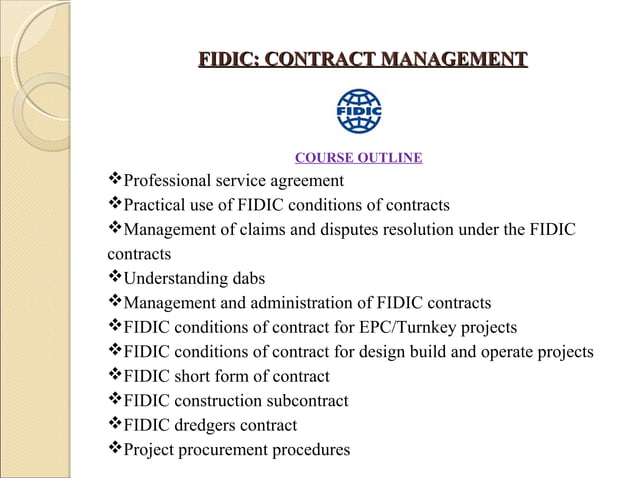 Fidic Contract Management Pps