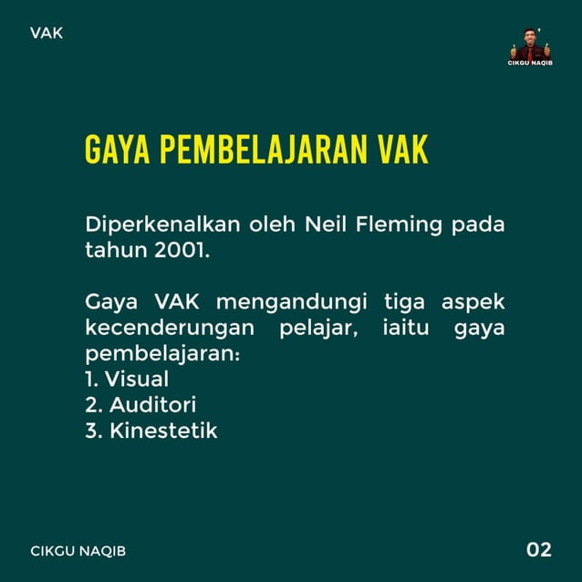 GAYA PEMBELAJARAN VAK (Visual, Auditori, Kinestetik) | PDF