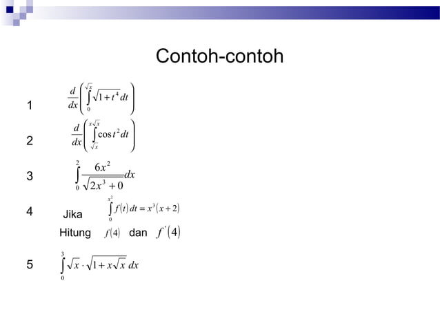 Powerpoint Kalkulus Tentang Integral tentu beserta contoh dan soal soal ...