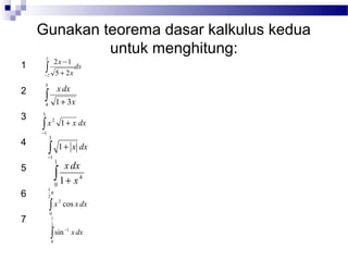 Powerpoint Kalkulus Tentang Integral tentu beserta contoh dan soal soal ...