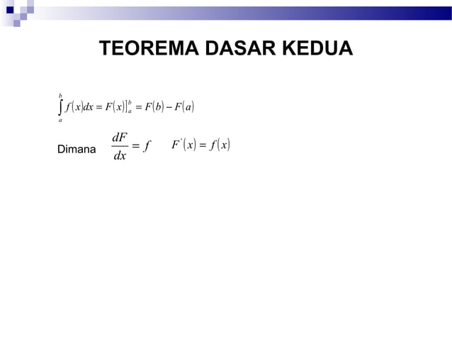 Powerpoint Kalkulus Tentang Integral tentu beserta contoh dan soal soal ...