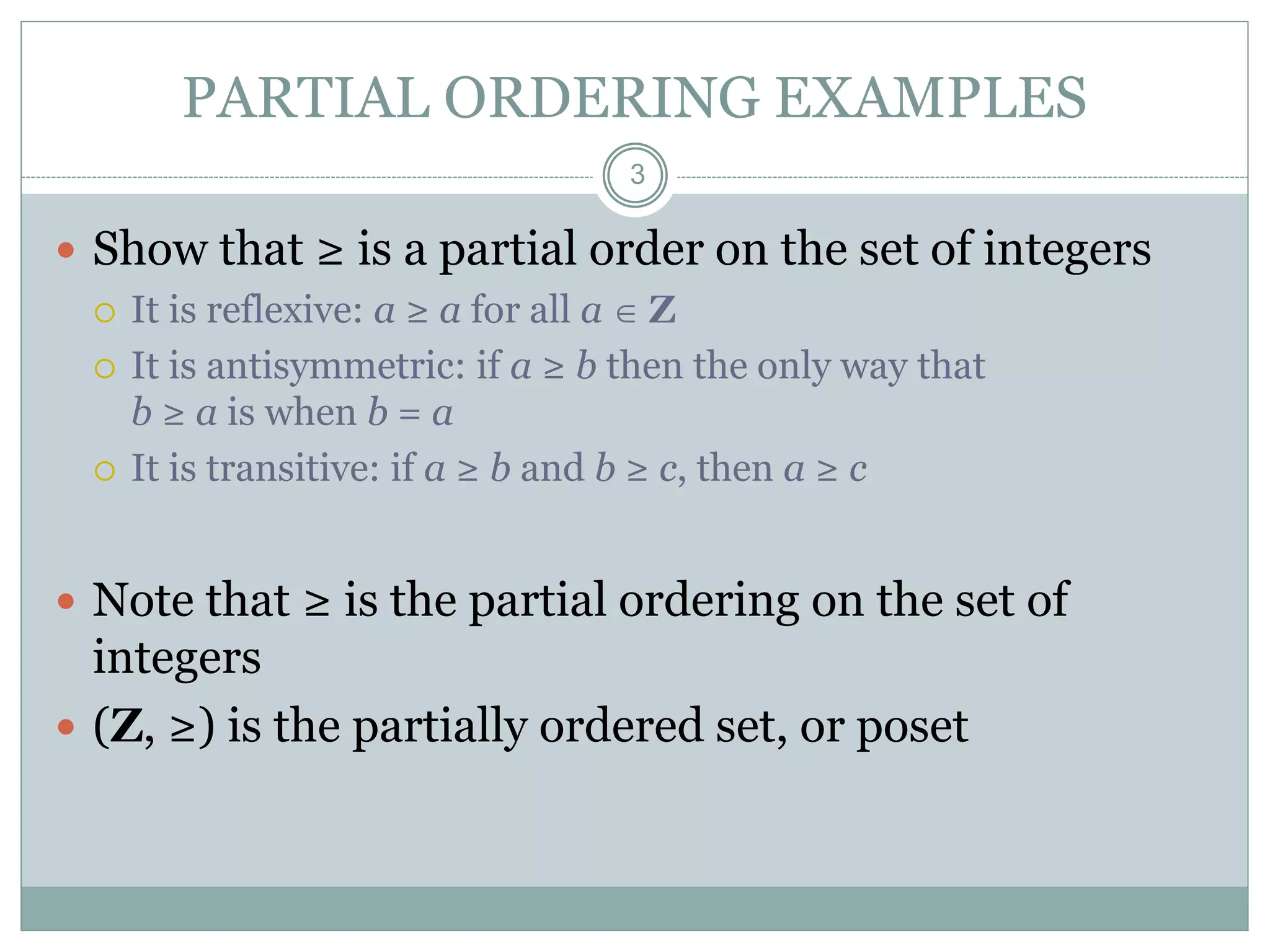 Partial Orderings In Discrete Mathematics Ppt