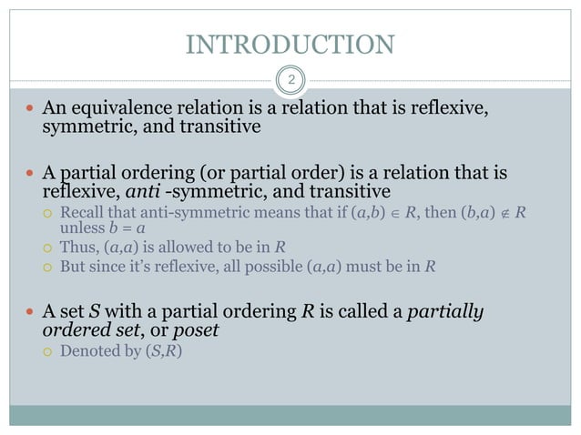 Partial-Orderings in Discrete Mathematics | PPT | Physics | Science