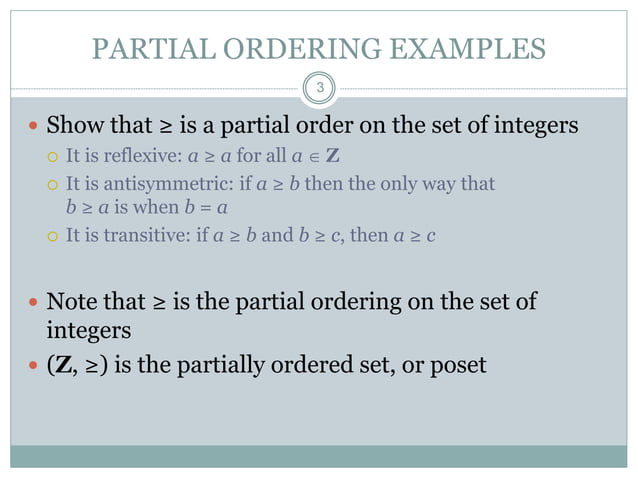 24 partial-orderings | PPT | Physics | Science