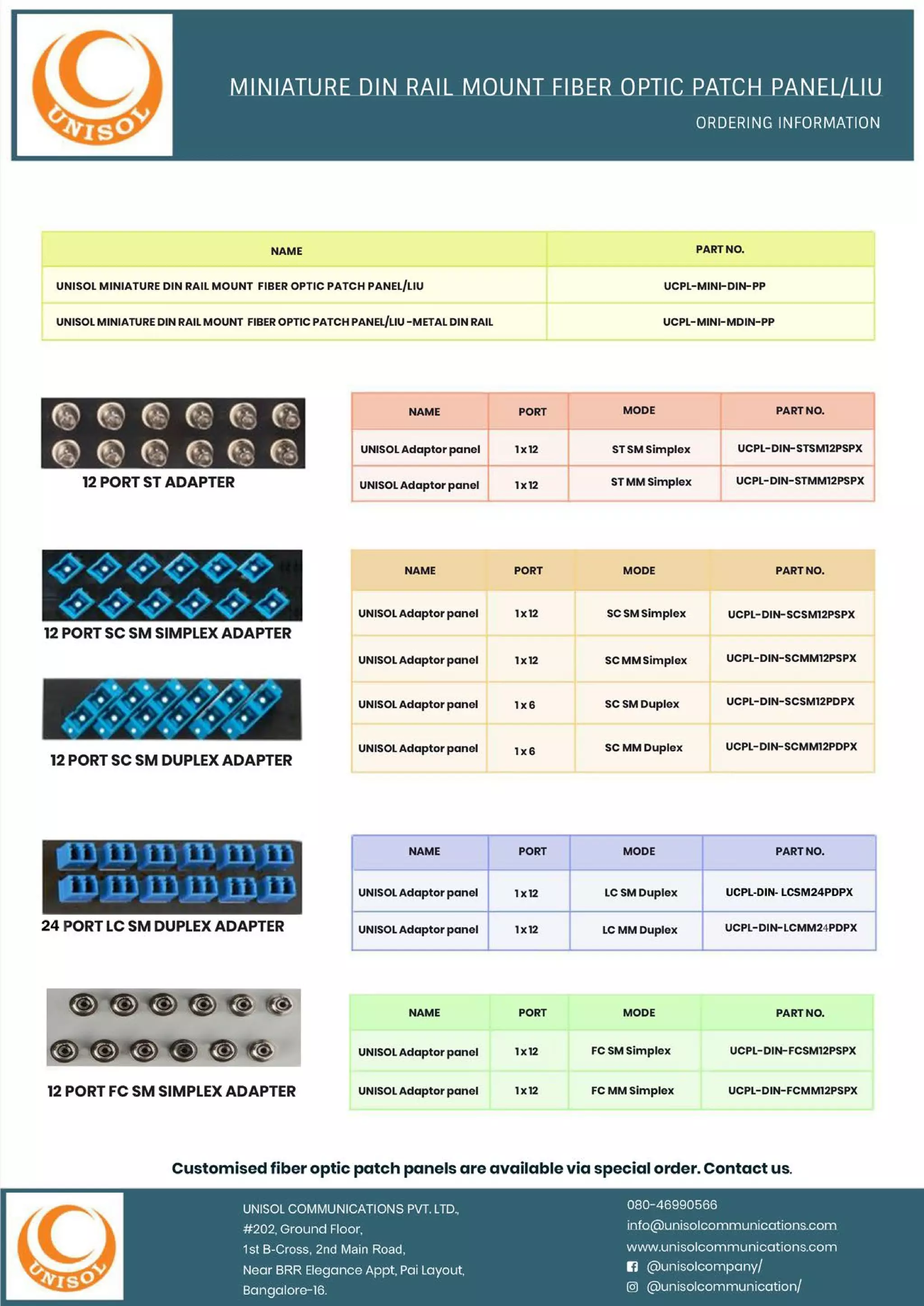 24 port miniature din rail patch panel | Unisol | PDF
